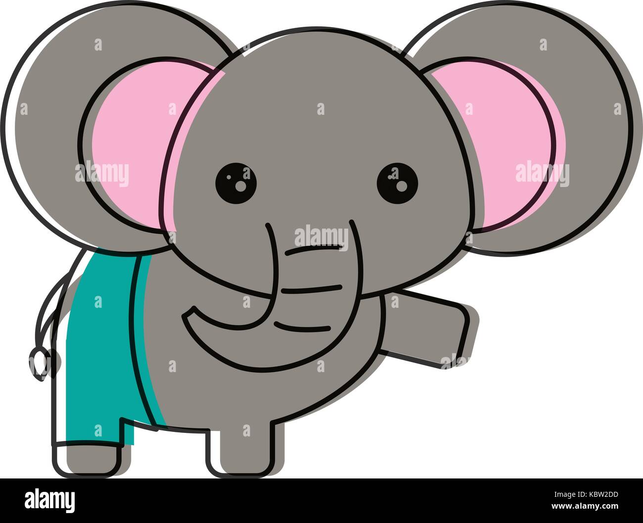 cute elephant icon over white background colorful design vector ...