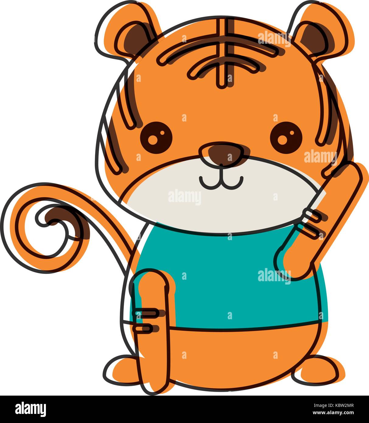 cute tiger icon over white background colorful design vector ...