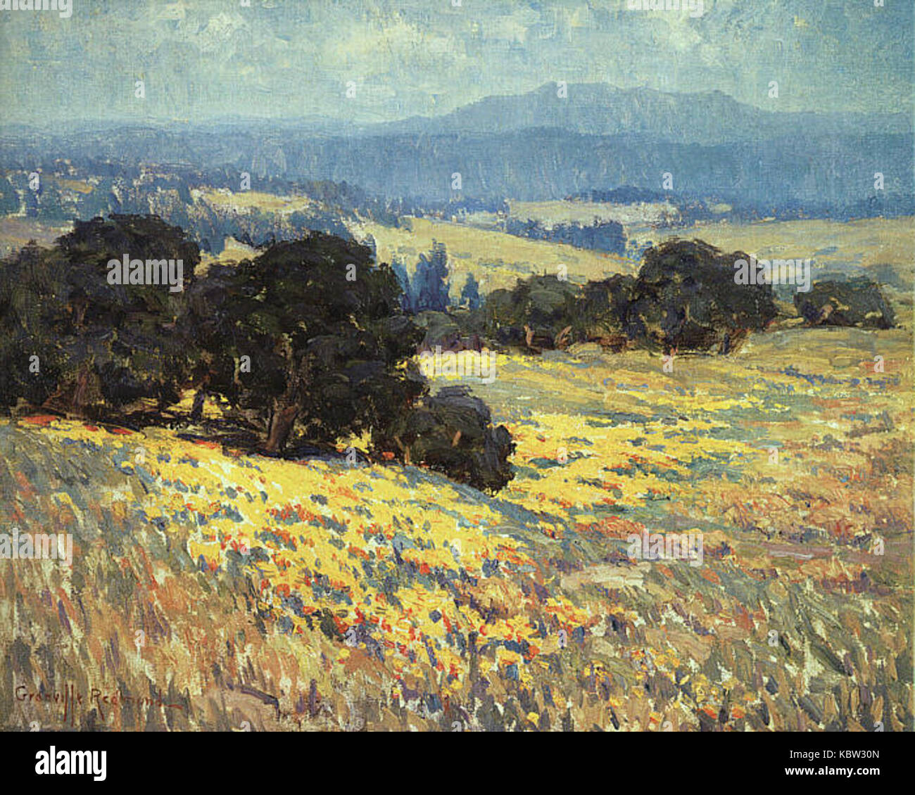 Granville Redmond California Oaks and Poppies Stock Photo - Alamy