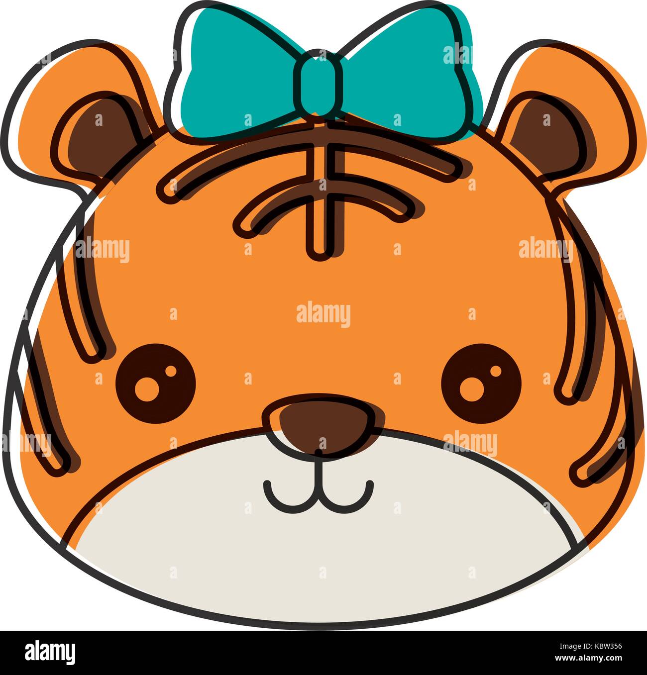 cute tiger icon over white background colorful design vector ...