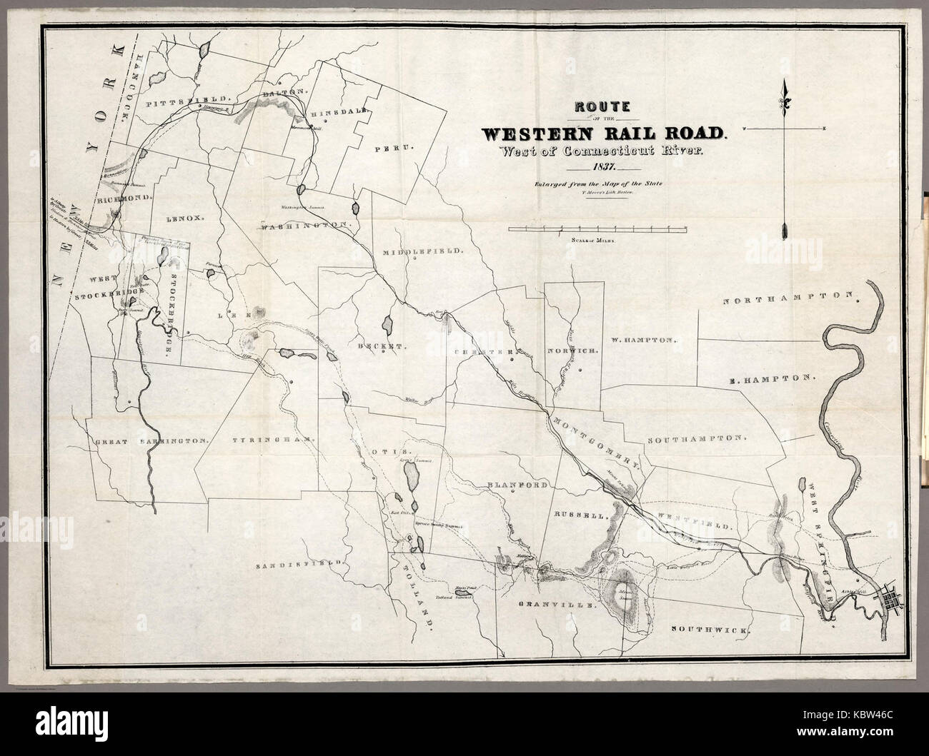 1837 Western Railroad map, Springfield to State Line Stock Photo - Alamy