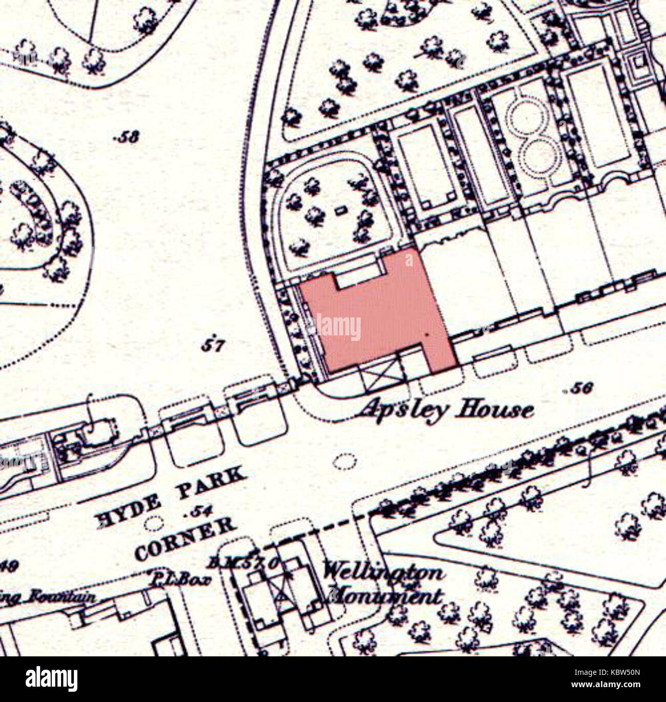 Apsley house on an 1869 Ordnance Survey Map Stock Photo - Alamy