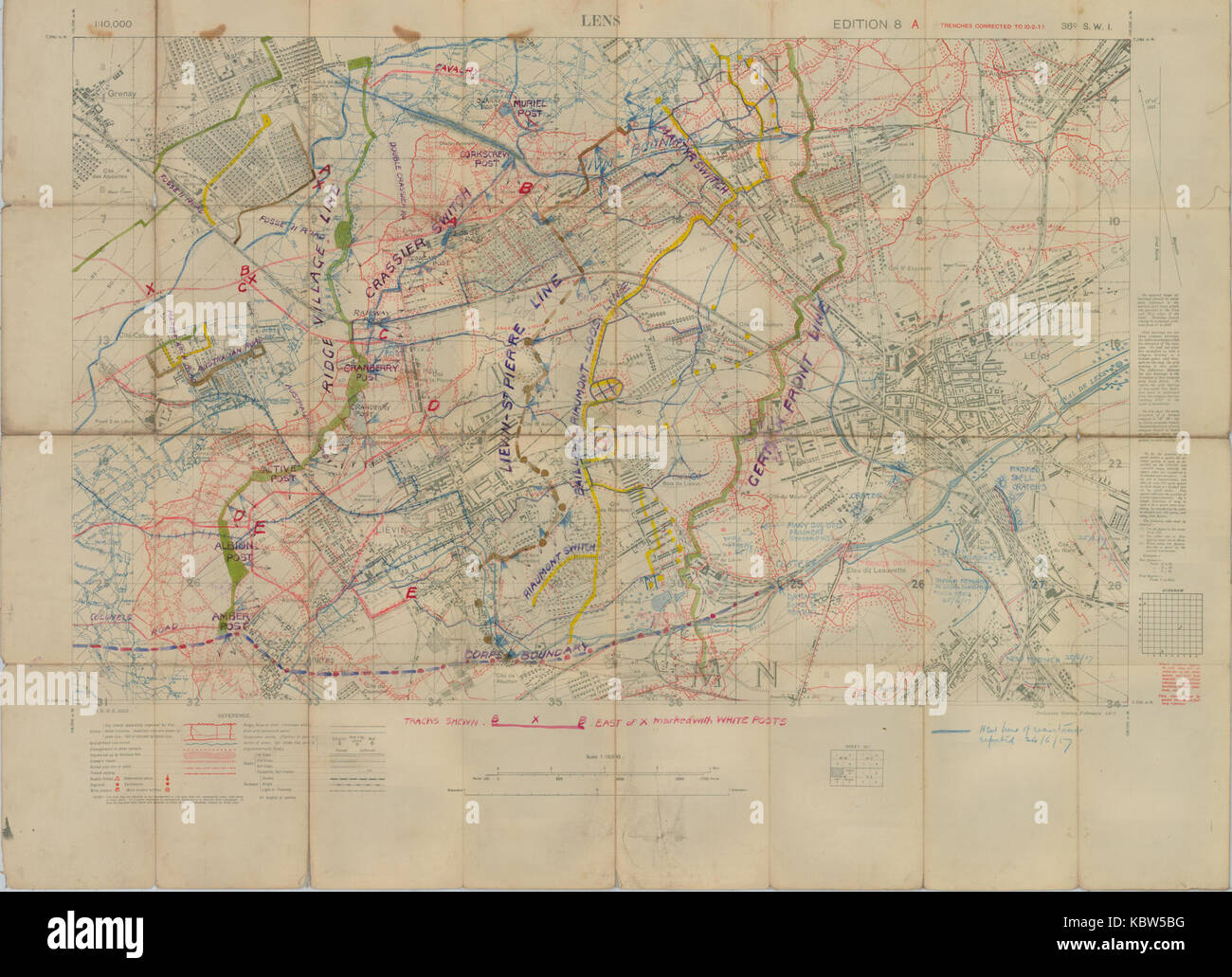 Battle of Hill 70 local planning map Stock Photo - Alamy