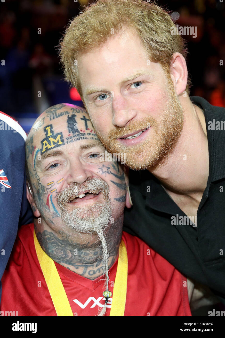Prince Harry meets Paul Guest at the wheelchair basketball at the ...