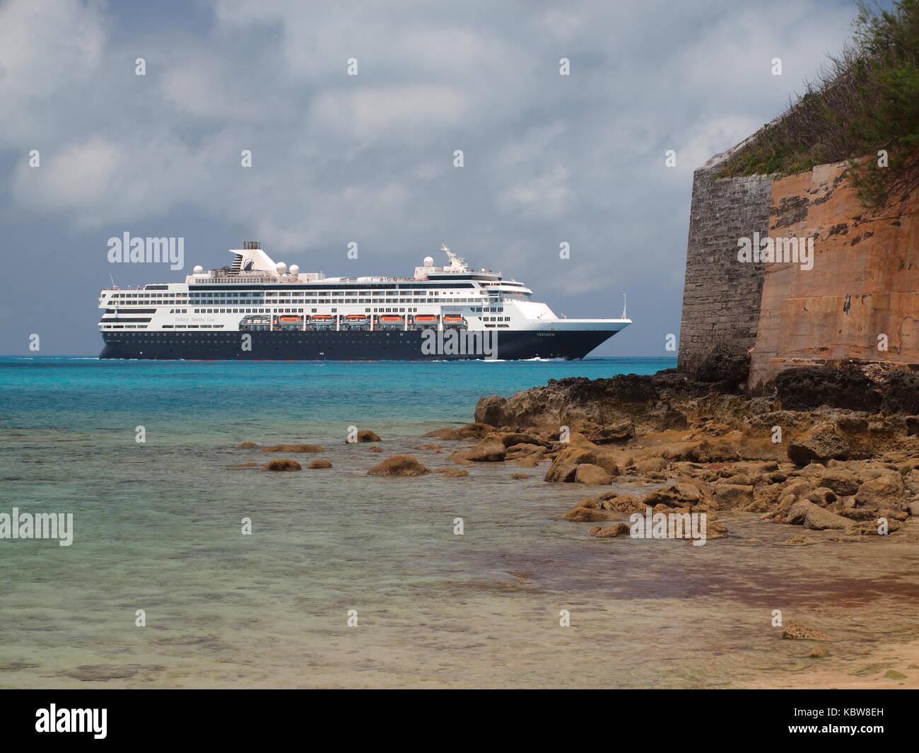 Cruise ship near St. George, Bermuda and Fort St. Catherine Stock Photo ...