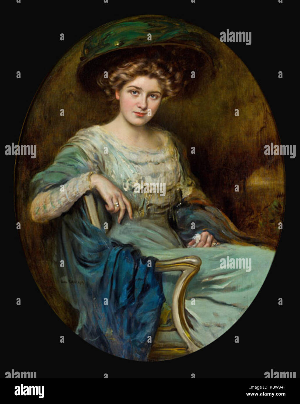 Caspar Ritter's 1909 painting 'Elegante Dame im Lehnstuhl' depicts an ...