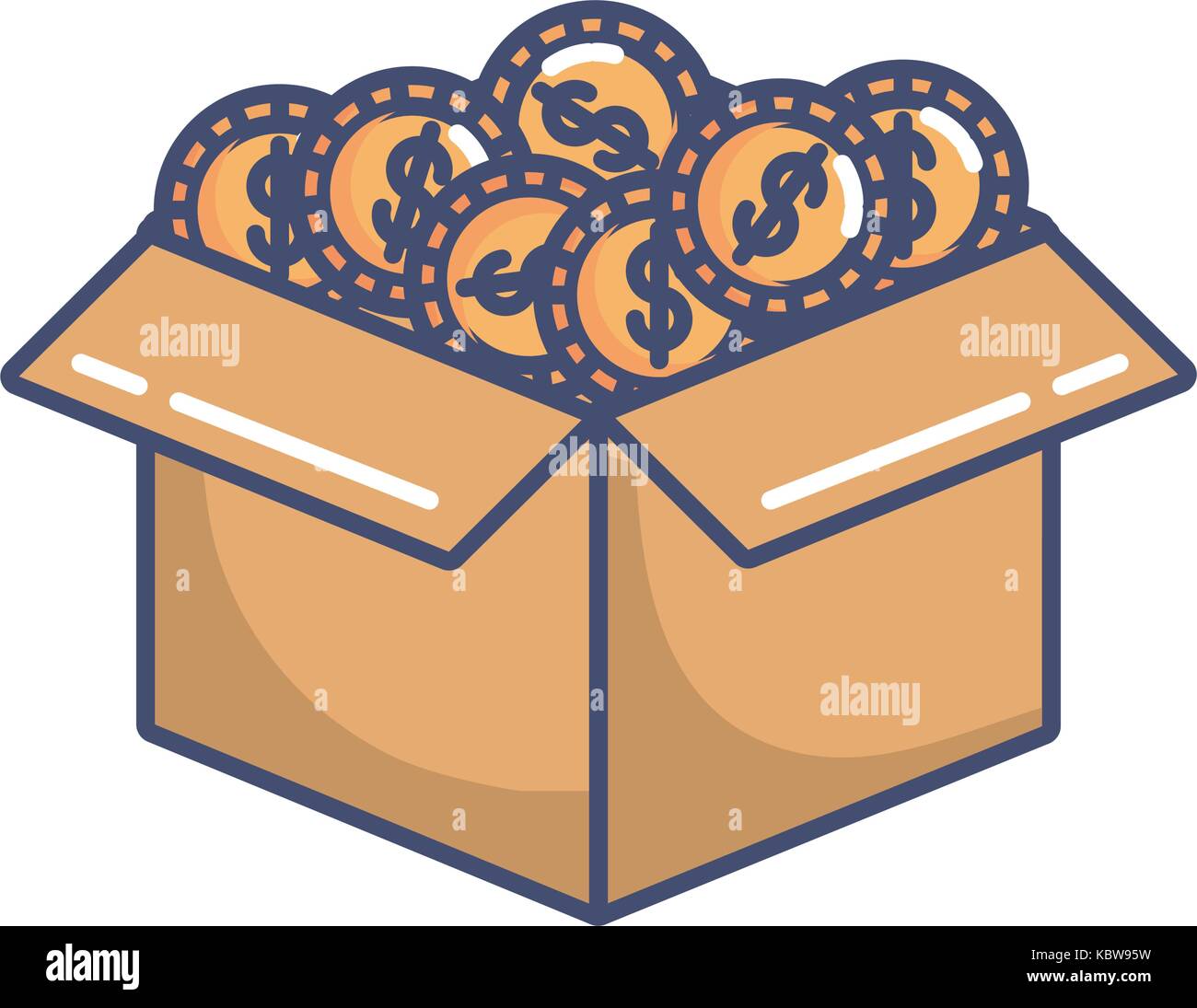 box with coins icon over white background vector illustration Stock ...