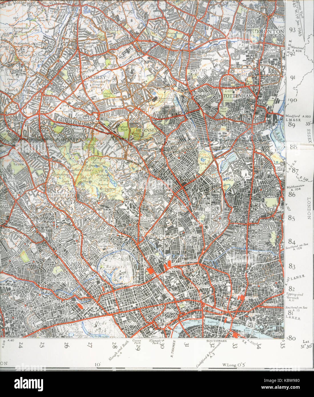 Map of london 1944 hi-res stock photography and images - Alamy