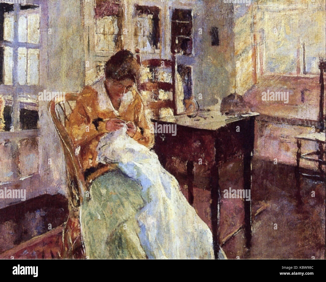 This portrait of Charles W. Hawthorne, titled 'The Dress Maker,' is a ...