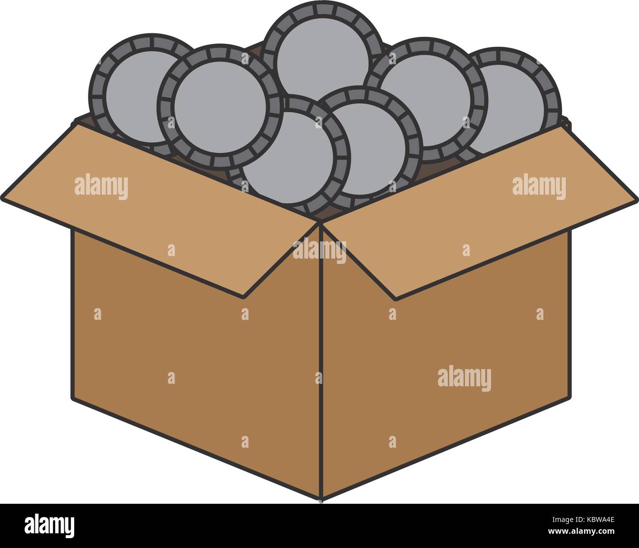 box with coins icon over white background vector illustration Stock ...