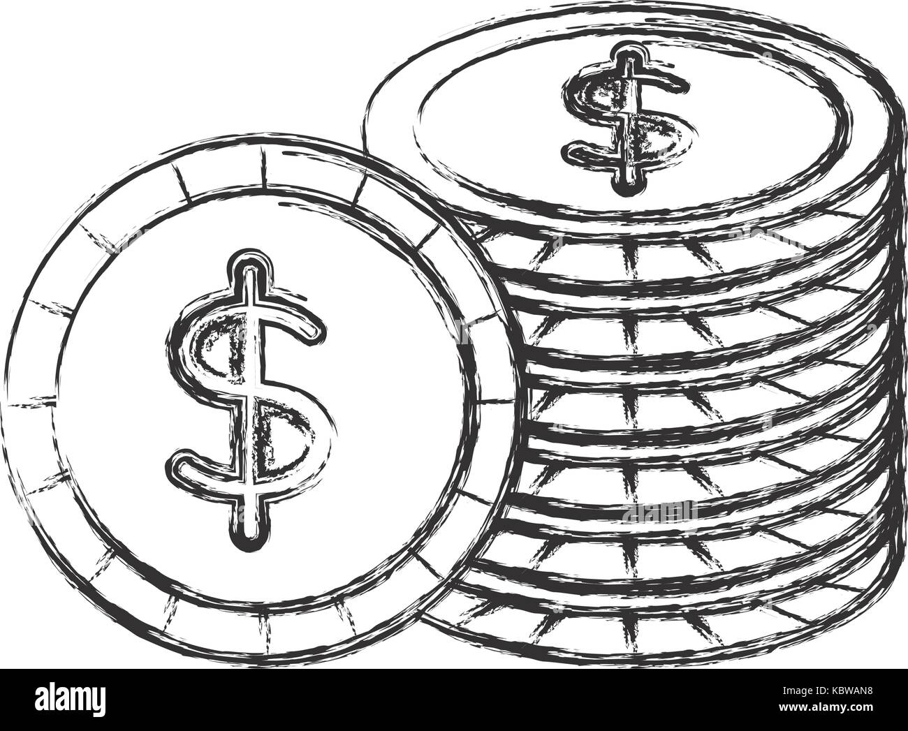 money coins stack icon over white background vector illustration Stock ...