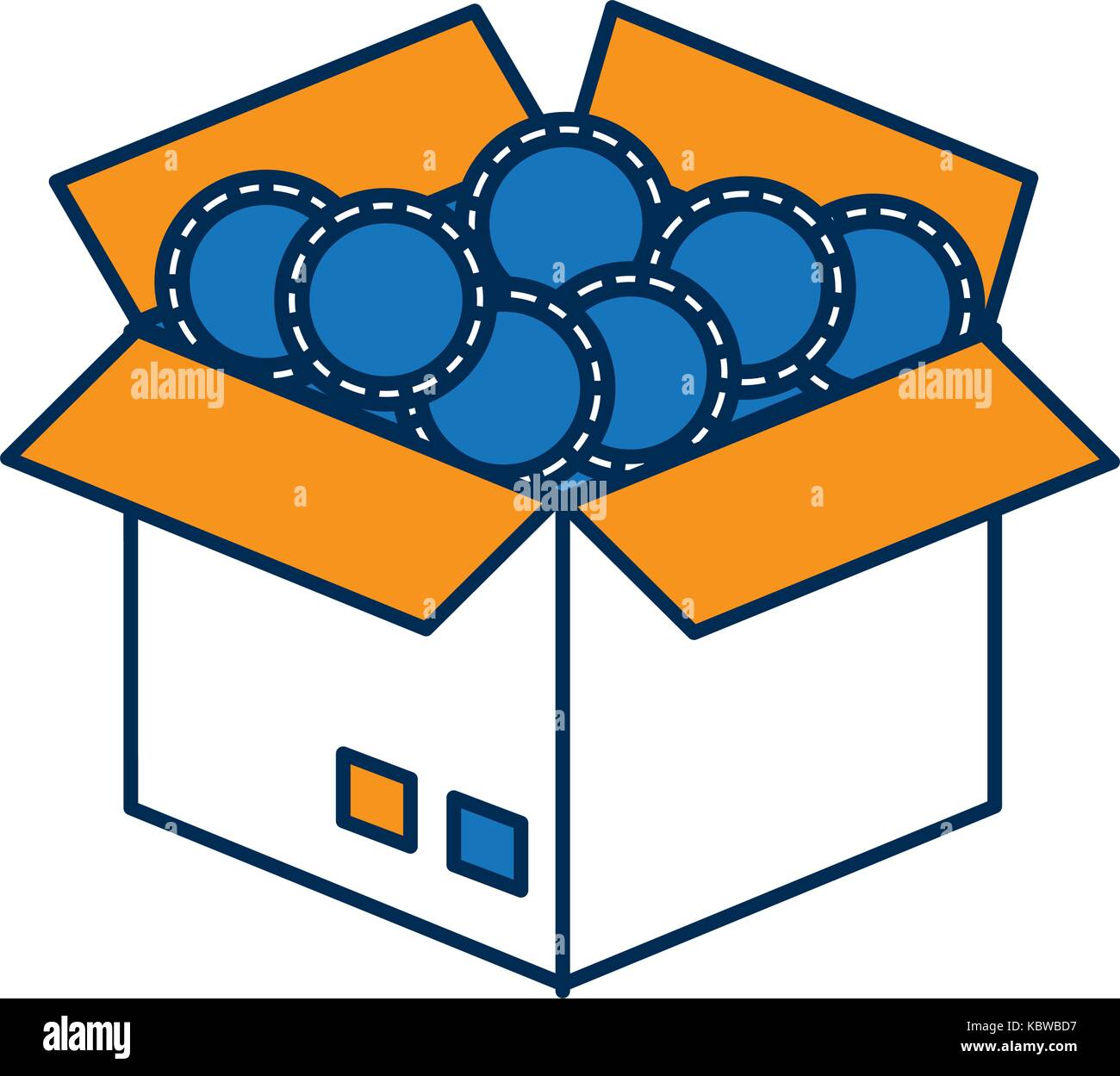 box with coins icon over white background vector illustration Stock ...