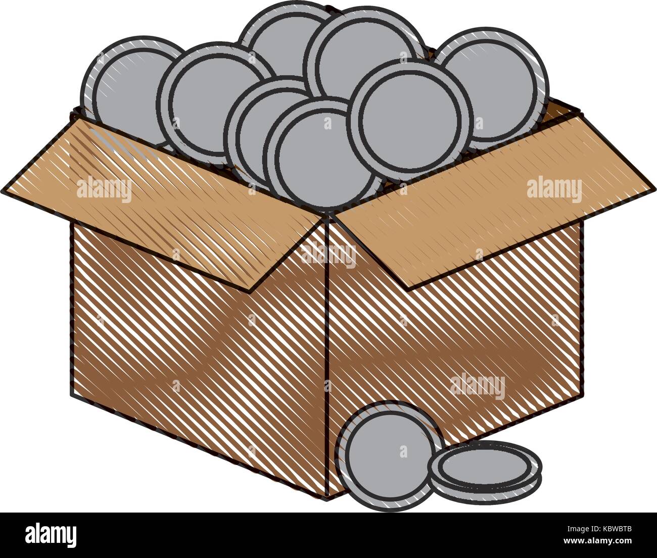 box with coins icon over white background vector illustration Stock ...