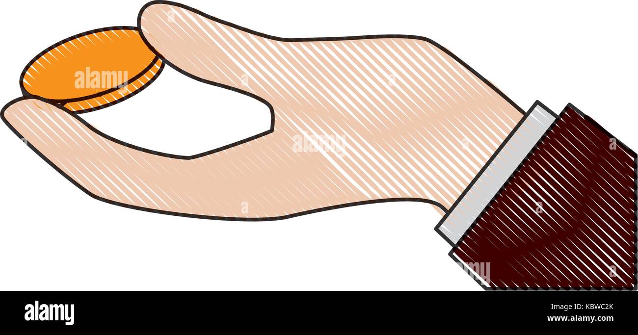 hand with coin icon over white background vector illustration Stock ...