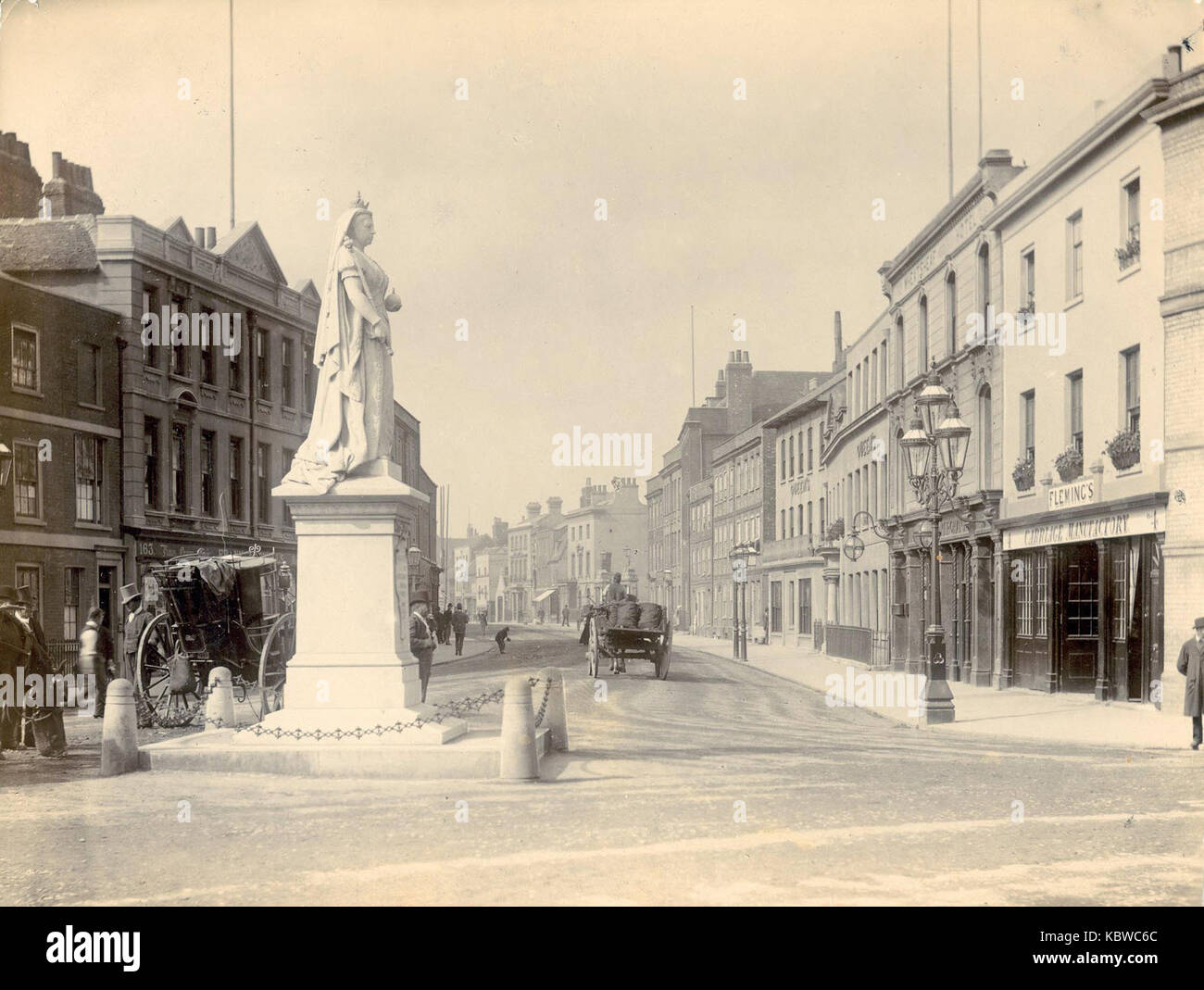 Friar Street, Reading, statue of Queen Victoria, c. 1888 Stock Photo ...