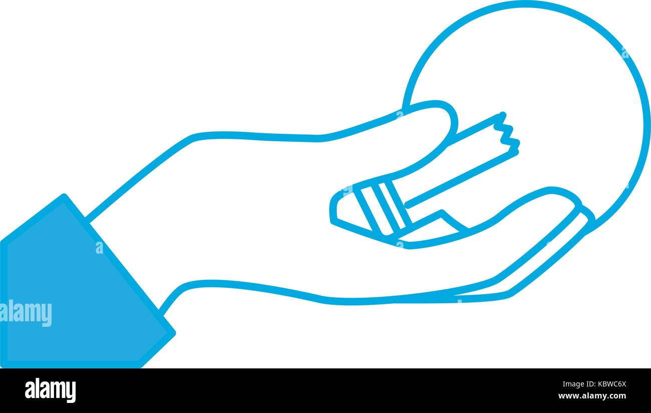 hand with bulb light icon over white background vector illustration ...