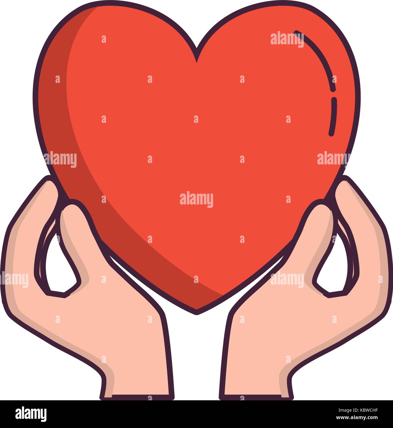 hand with heart icon over white background vector illustration Stock ...
