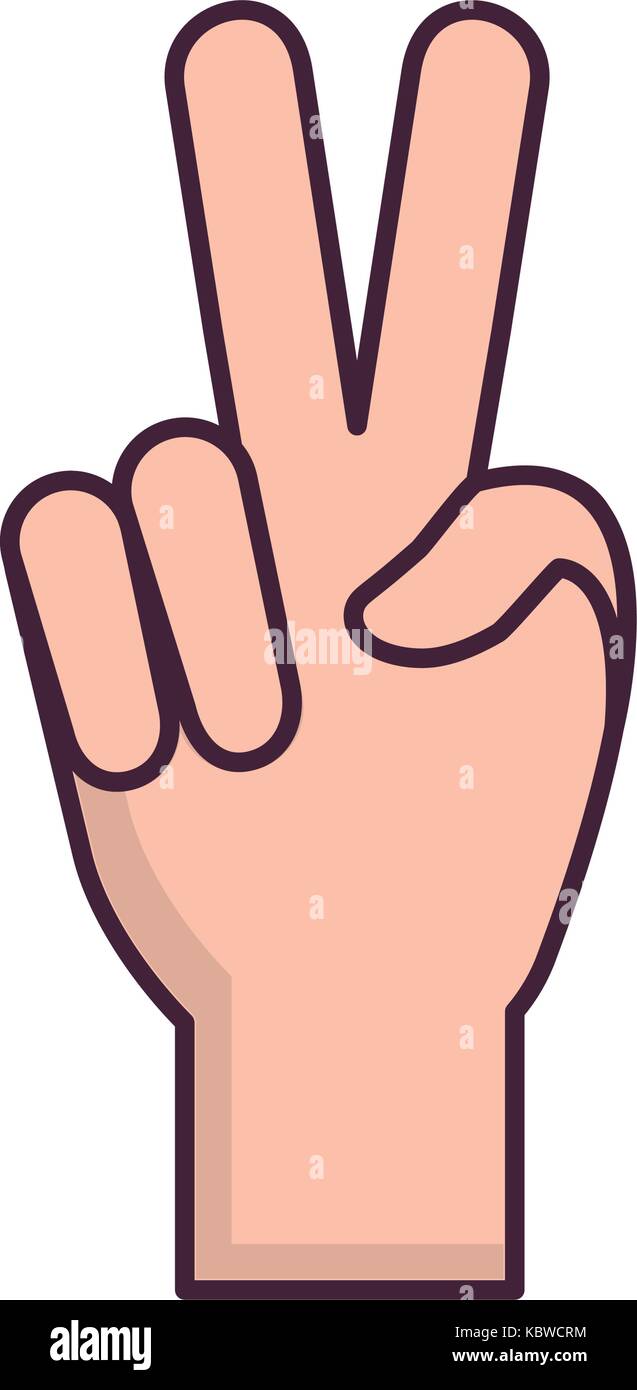 hand with peace symbol icon over white background vector illustration ...