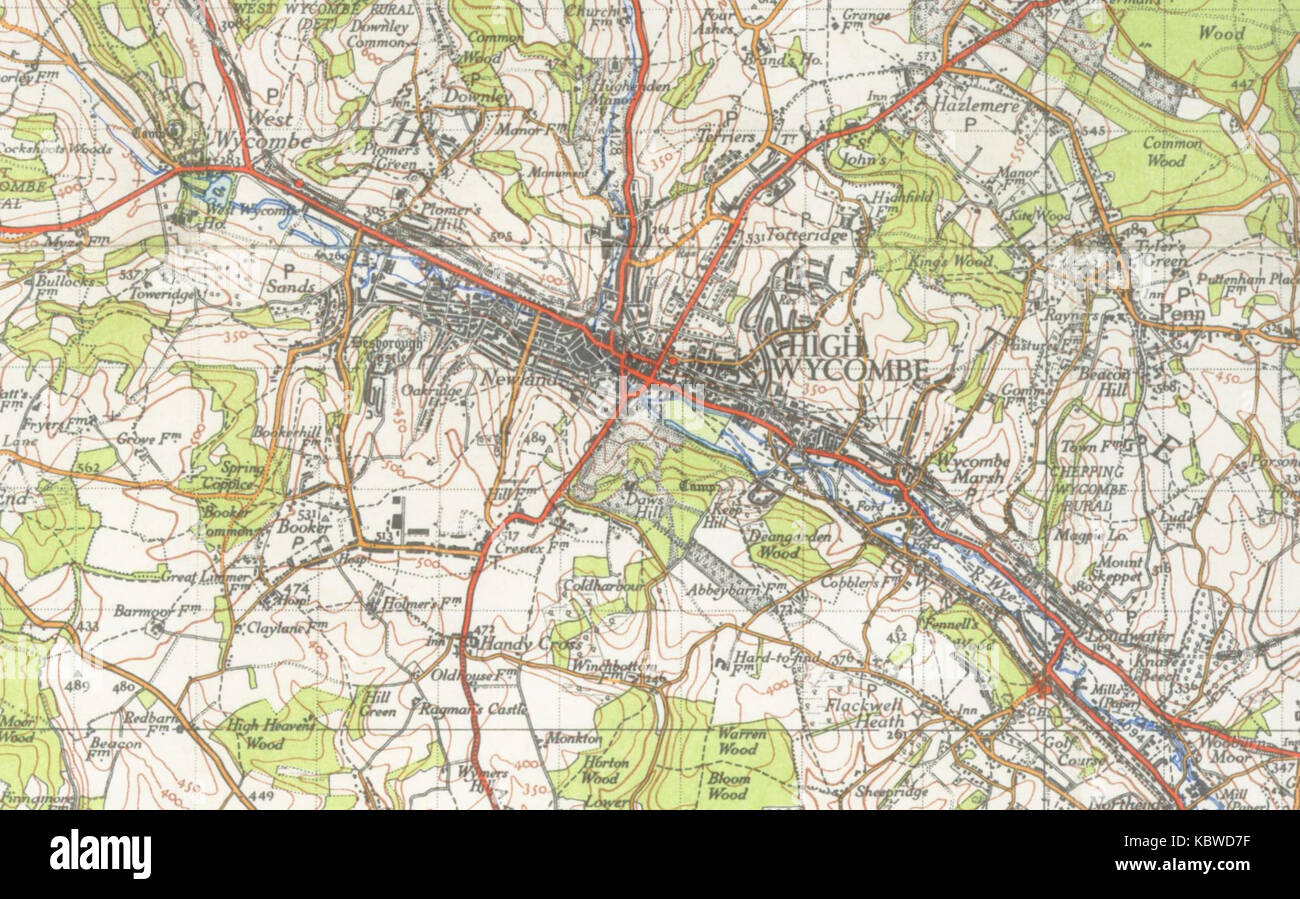 High Wycombe map1945 Stock Photo - Alamy