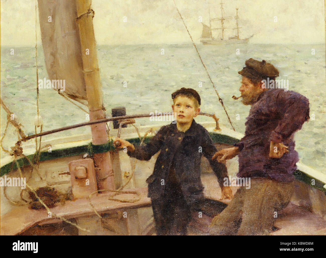 Henry Scott Tuke The Steering Lesson Stock Photo - Alamy