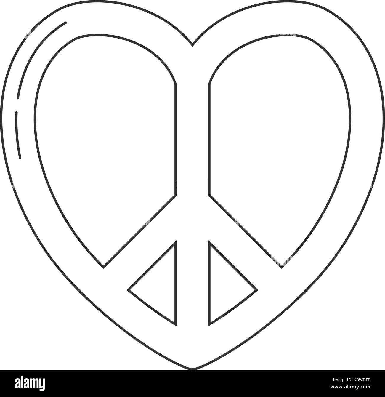 peace sign in heart shape icon over white background vector ...