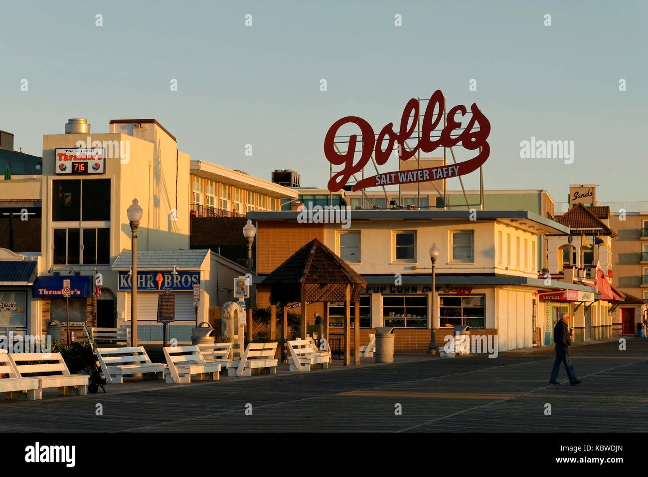 Storefronts at Rehoboth Beach, Delaware, USA-early morning Stock Photo ...
