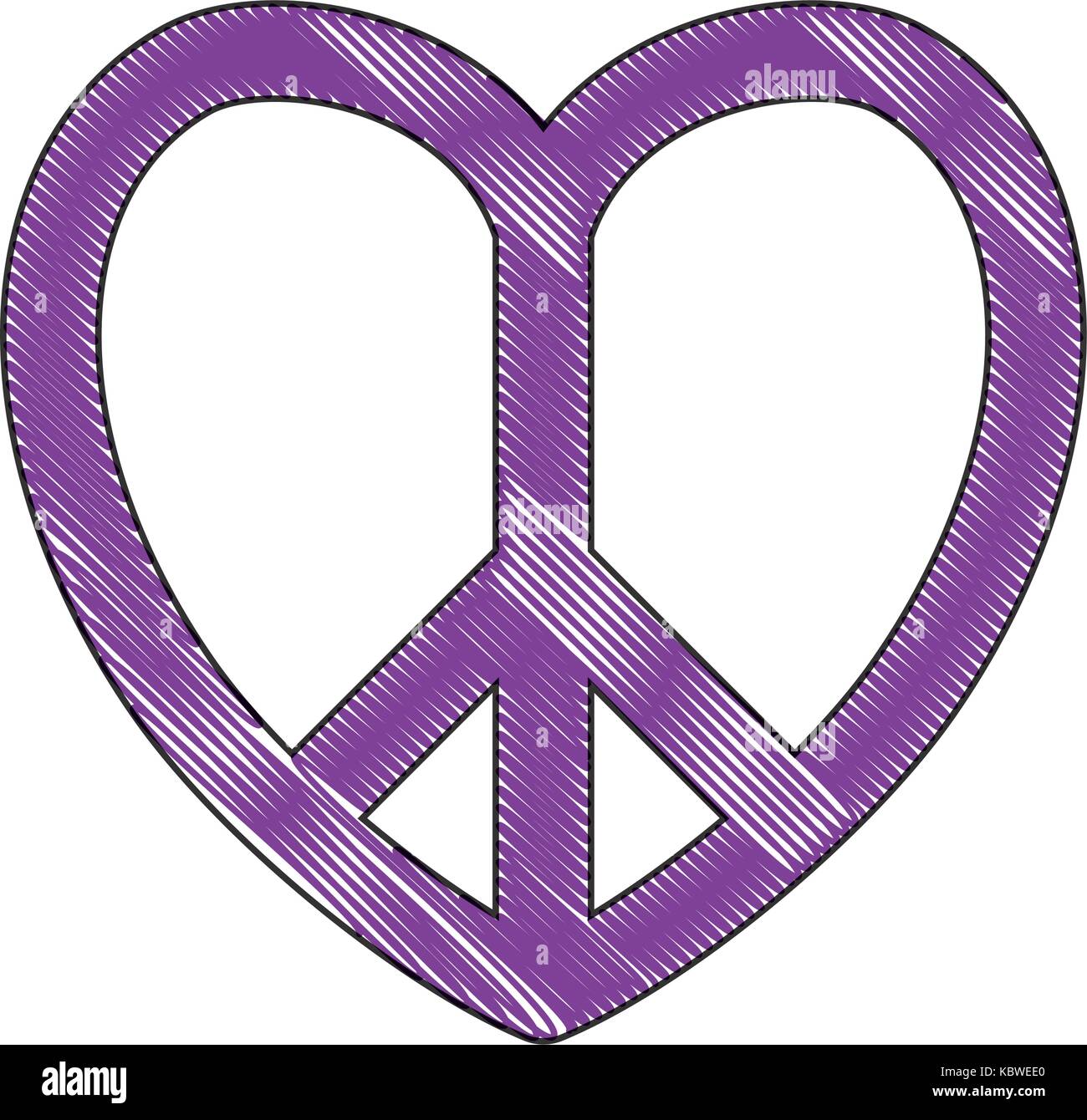 peace sign in heart shape icon over white background vector ...