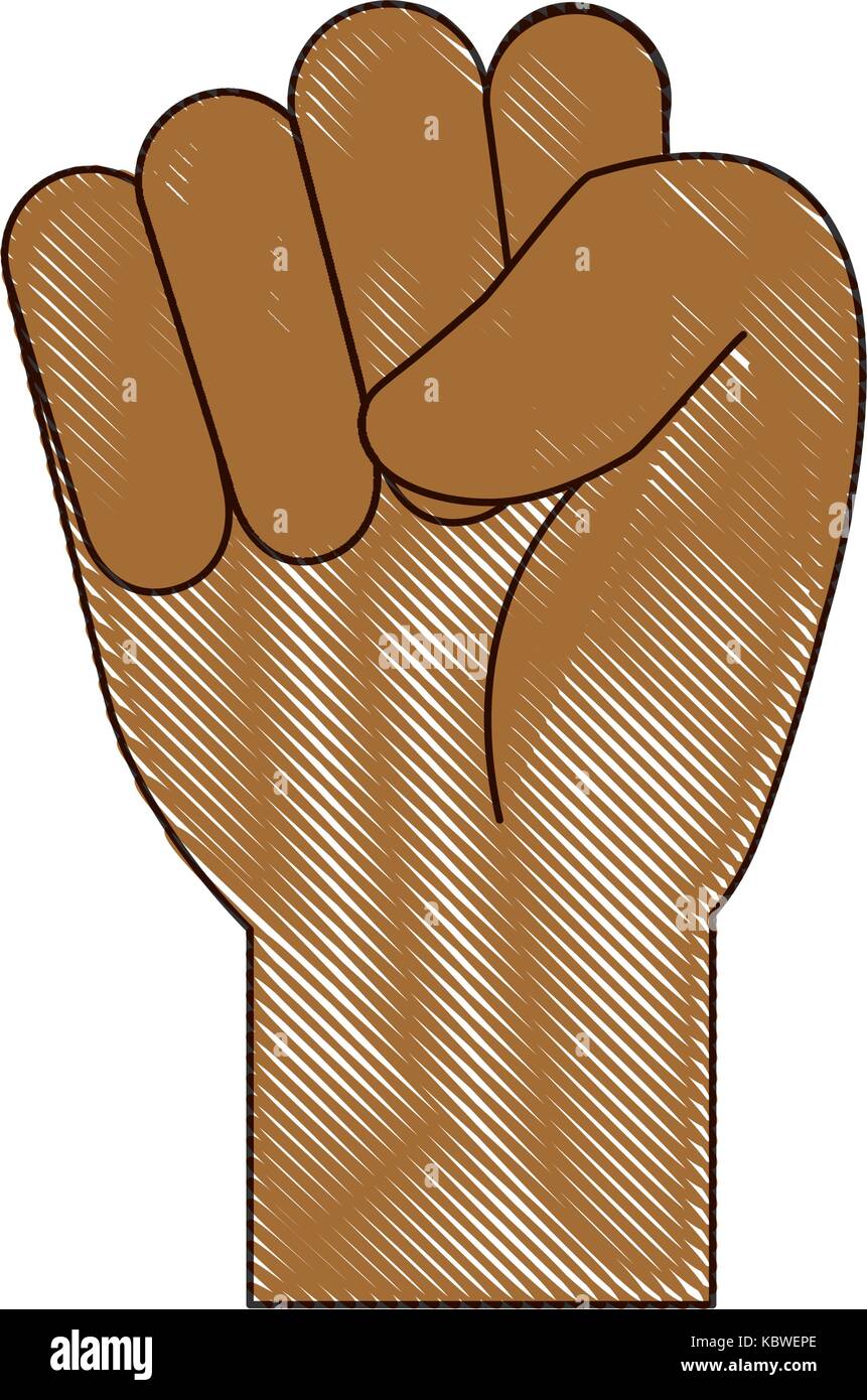 hand with clenched fist icon over white background vector illustration ...