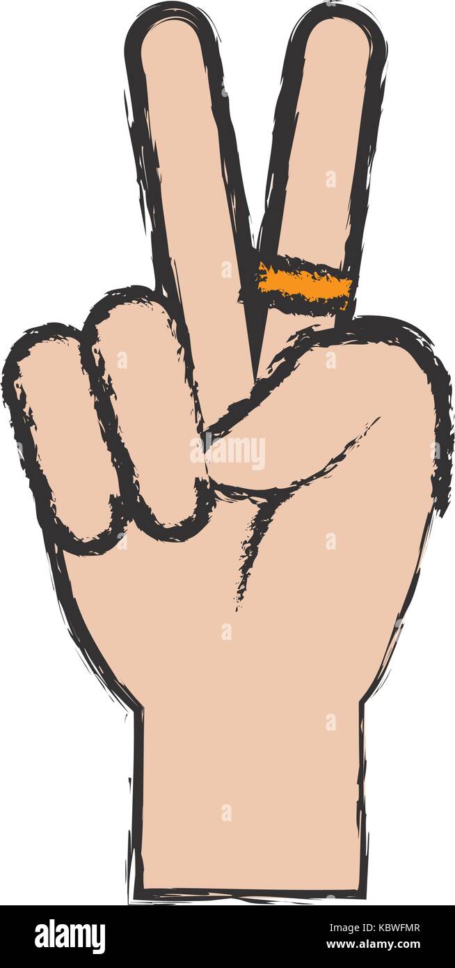 hand with peace symbol icon over white background vector illustration ...