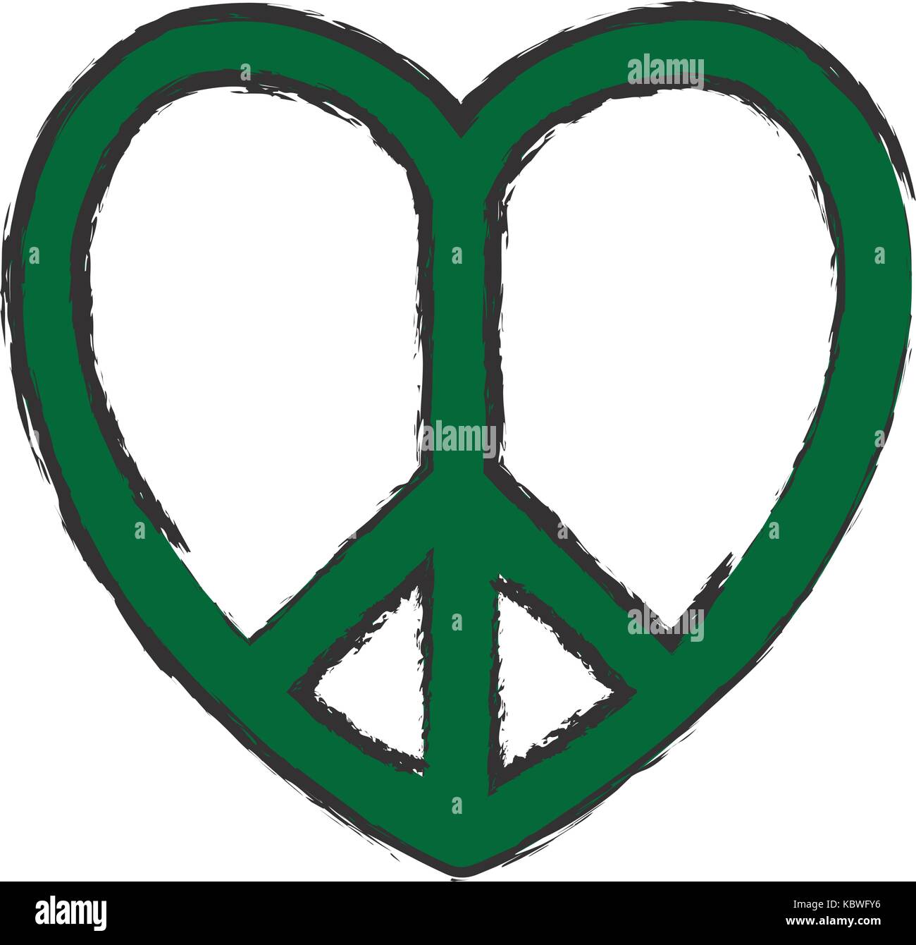 peace sign in heart shape icon over white background vector ...