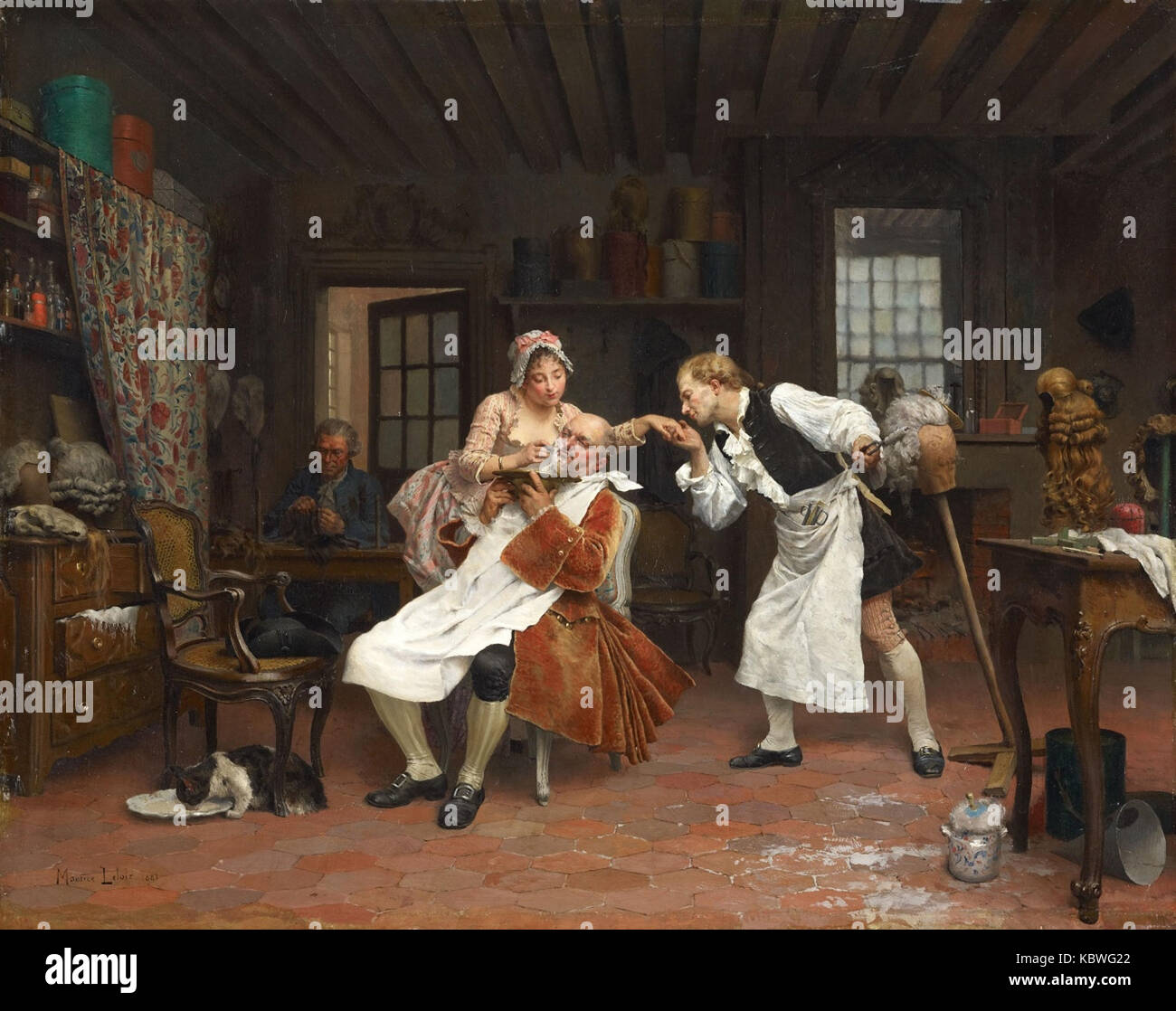Maurice Leloir Beim Barbier 1881 Stock Photo - Alamy