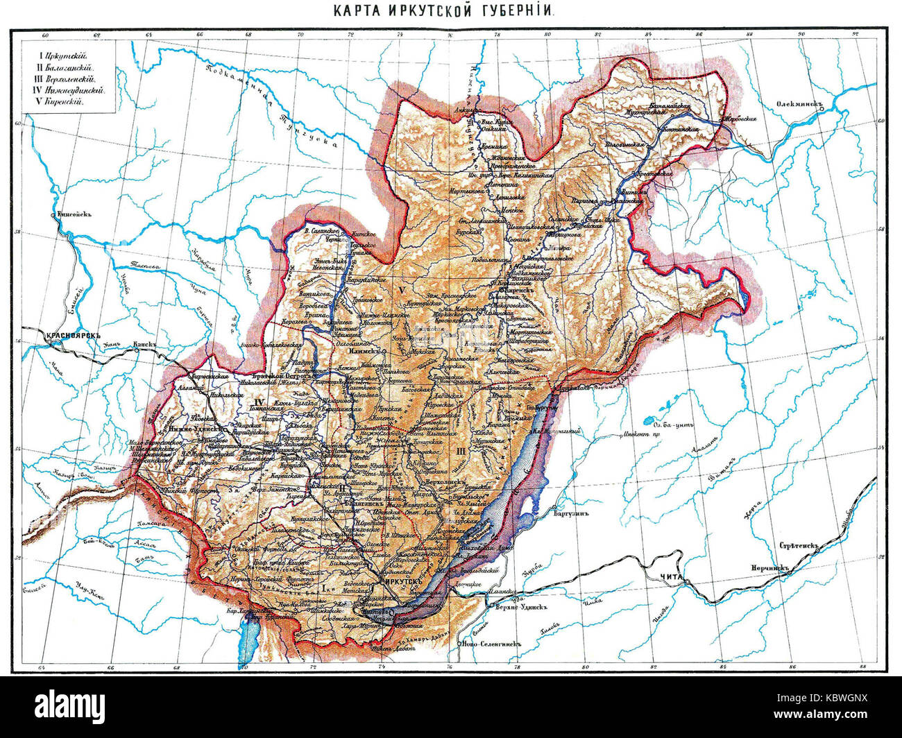 Map Irkutsk Governorate Stock Photo - Alamy