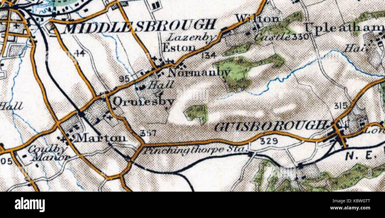 Middlesbrough and Guisborough Railway map 1902 Stock Photo - Alamy
