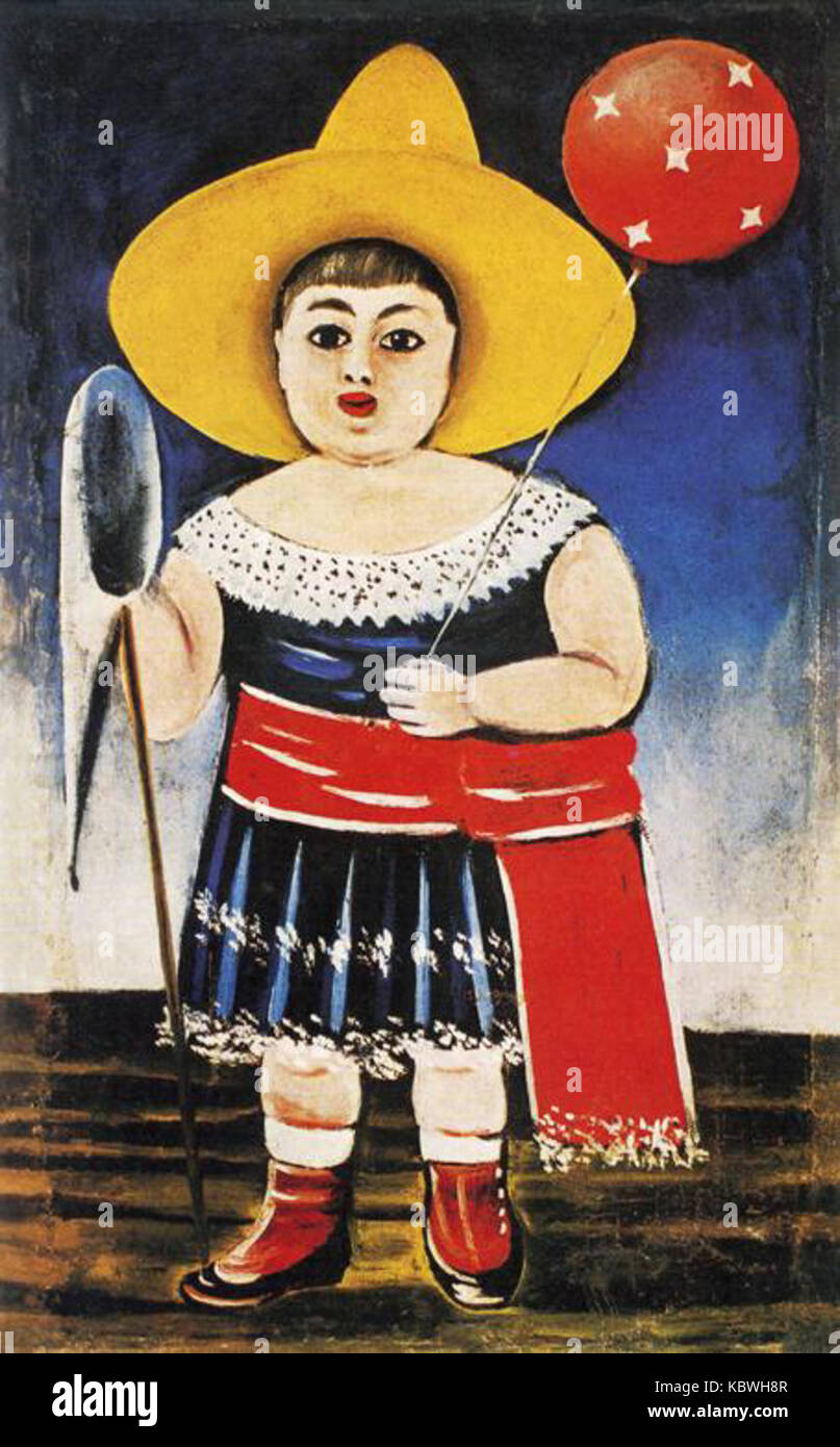 This oil painting by Niko Pirosmani, titled 'Girl with a Balloon,' is ...