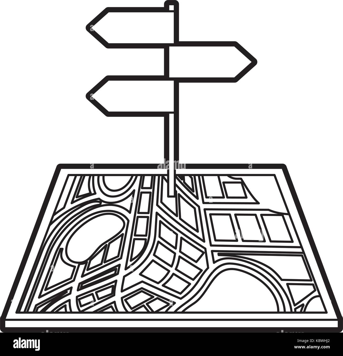 navigator map with signpost traffic direction destination Stock Vector ...