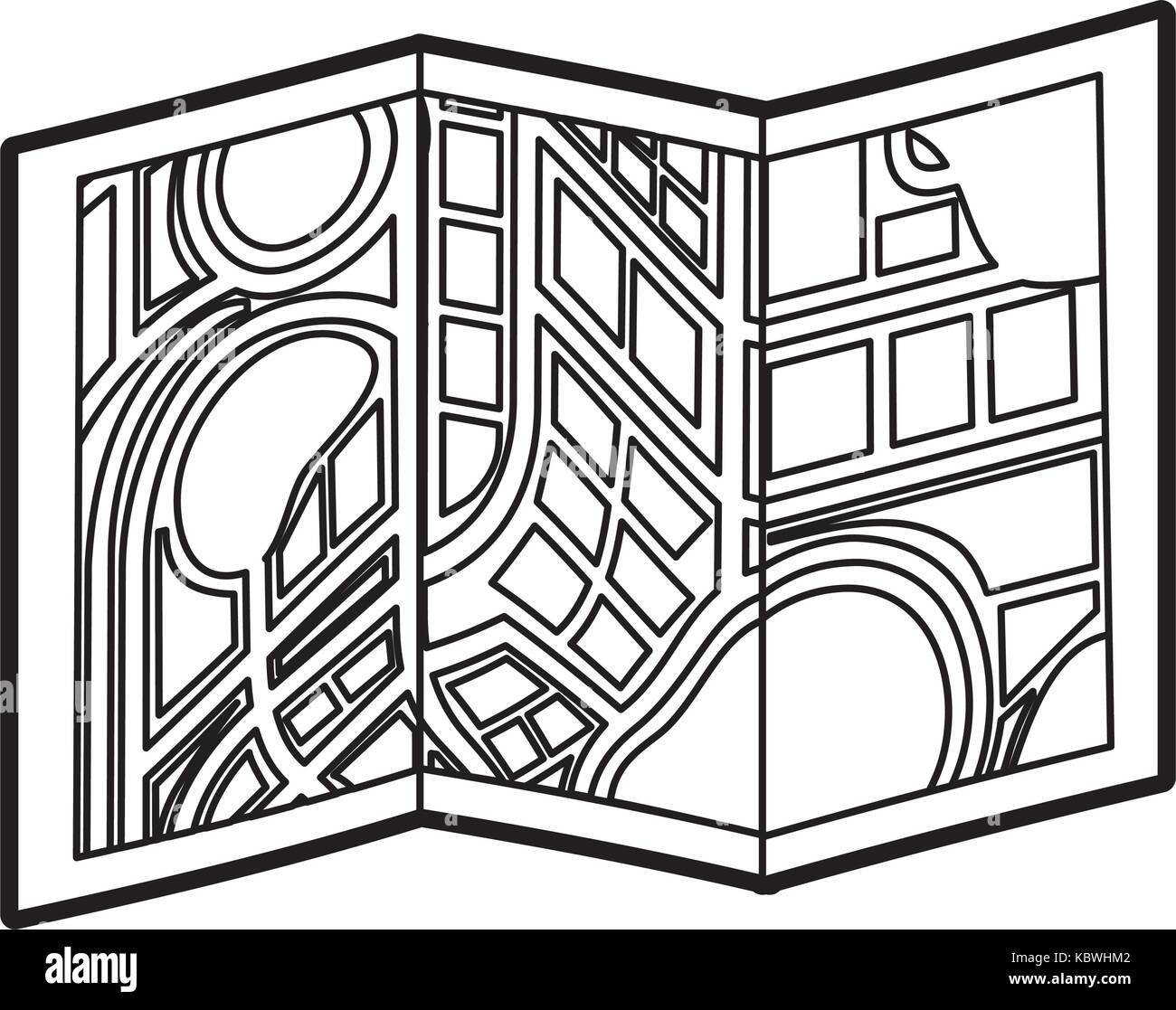 city map on folded paper cartography destination navegator Stock Vector ...