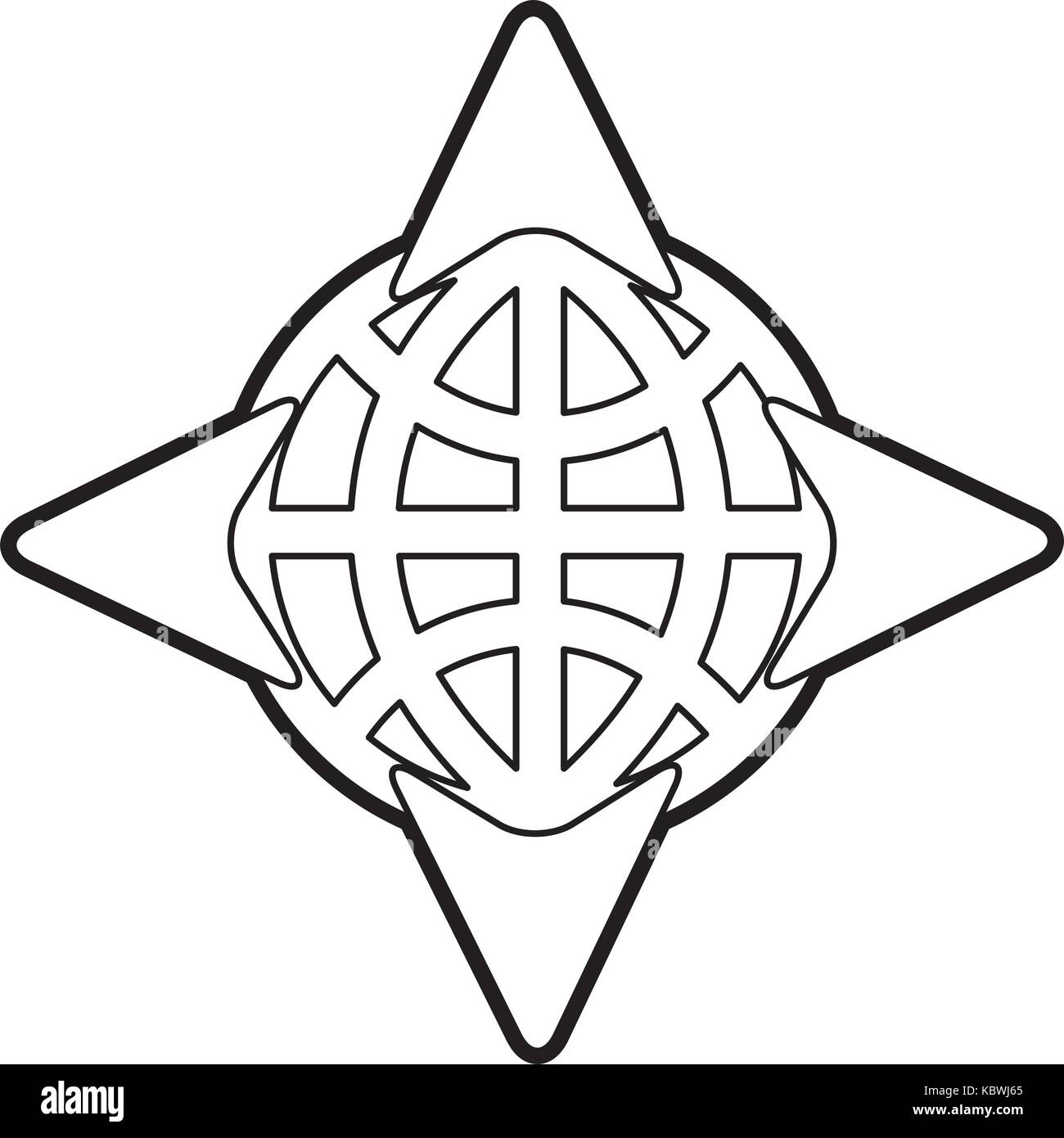 globe and four arrow navigation destination world Stock Vector Image ...