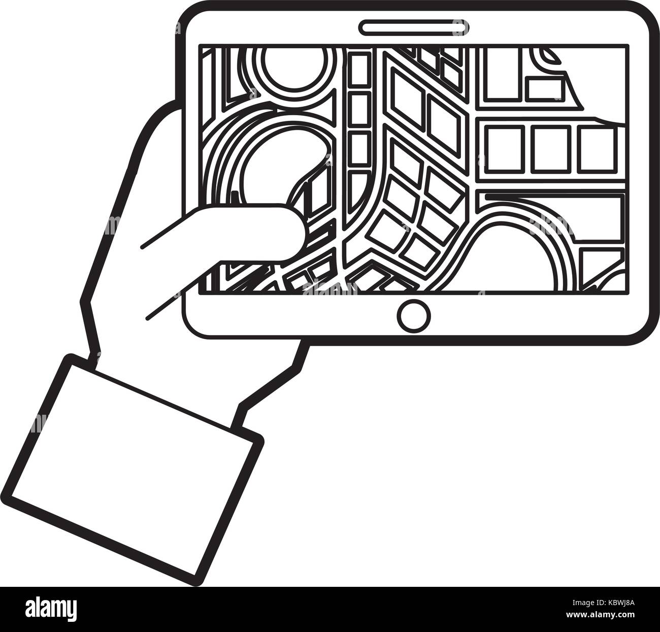 hand holding tablet with city map navigator Stock Vector Image & Art ...