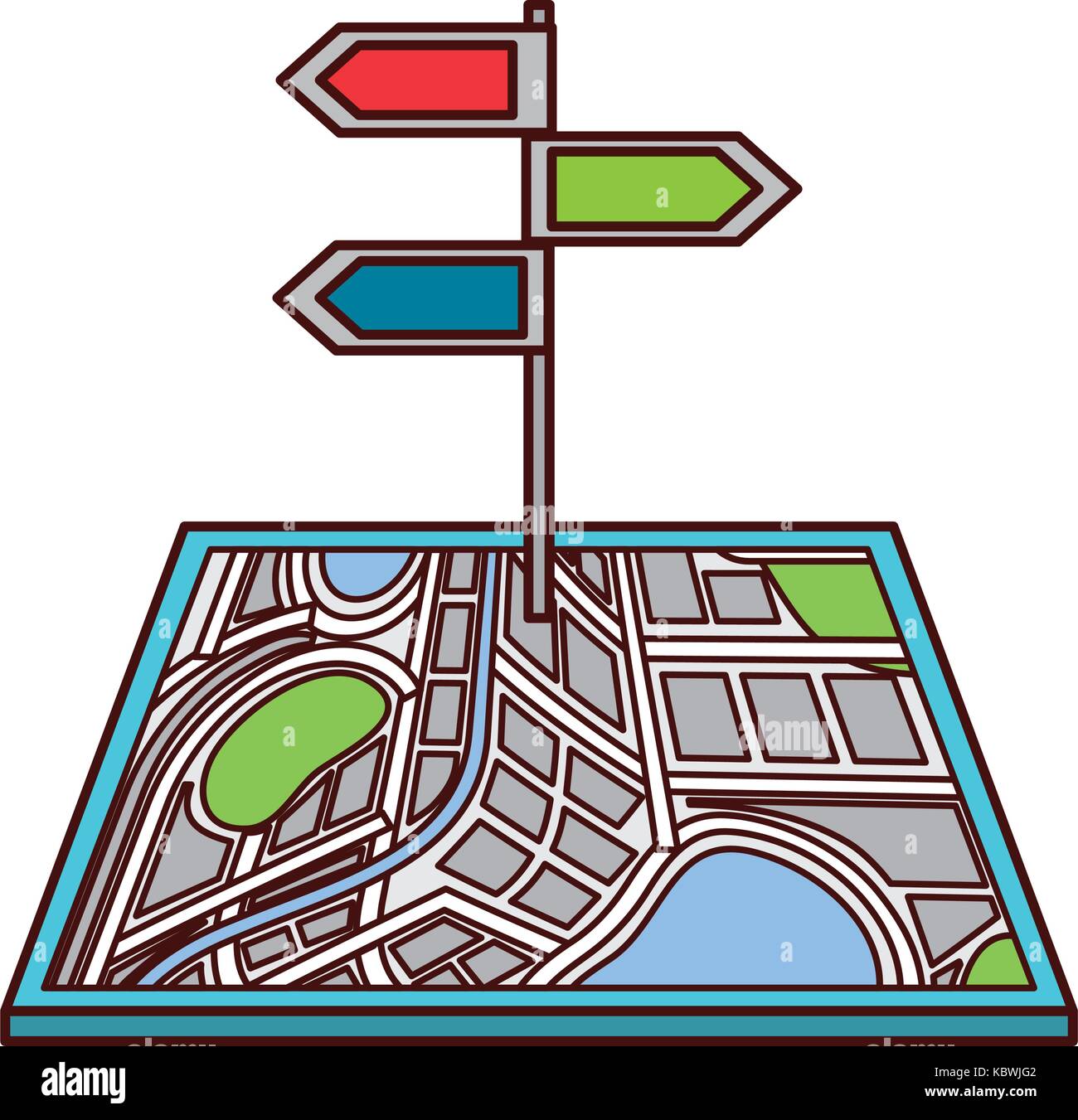navigator map with signpost traffic direction destination Stock Vector ...
