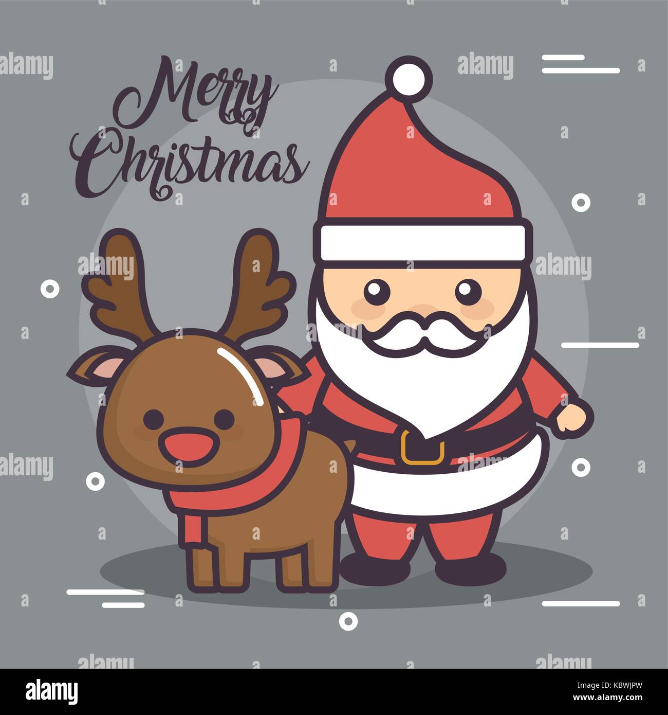 santa claus and deer icon over gray background colorful design vector ...