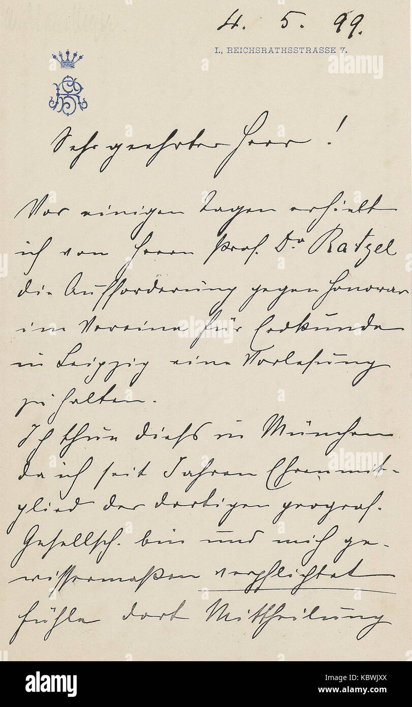 Rudolf von Slatin Brief 1899 05 04 Stock Photo - Alamy