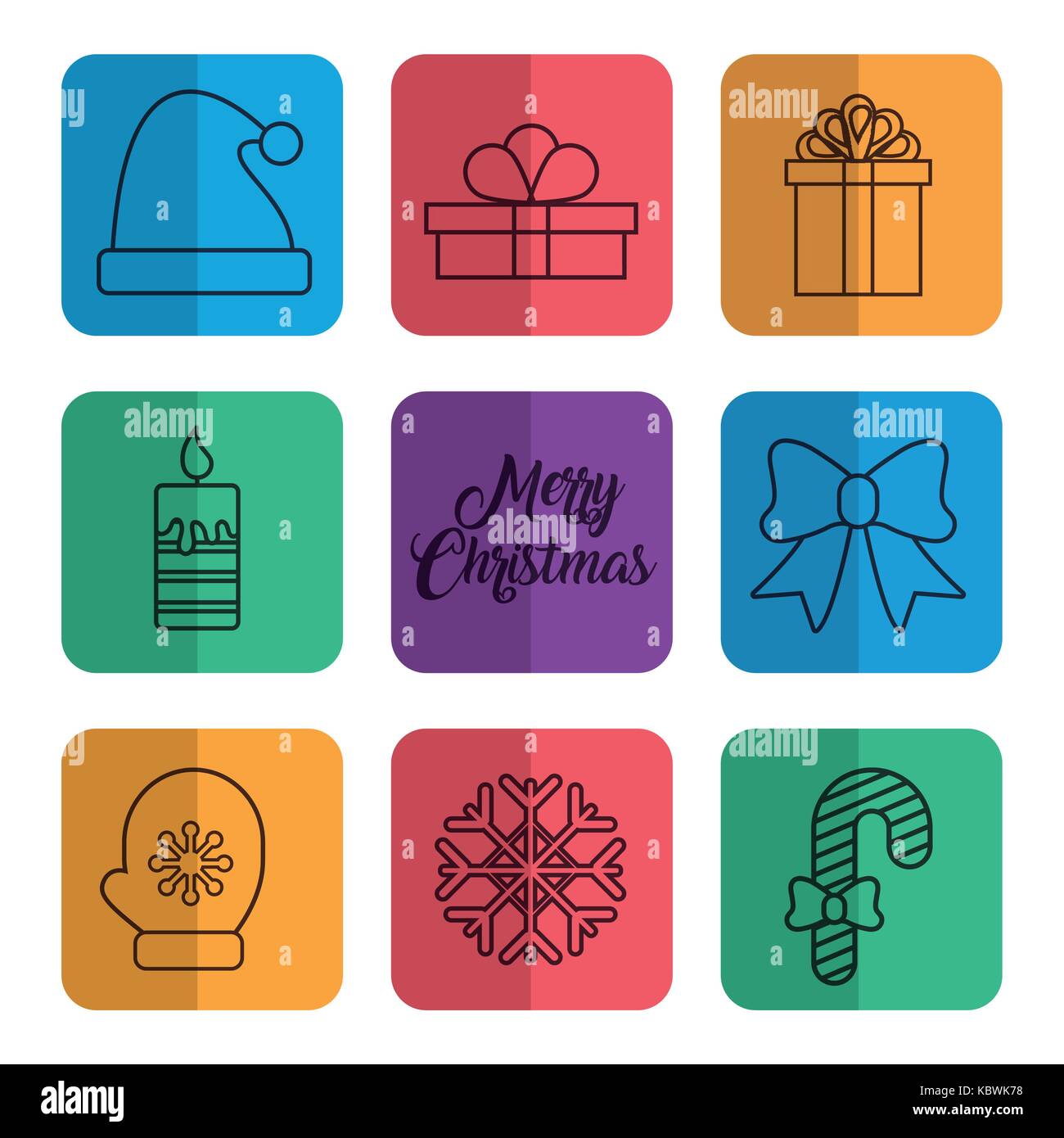 merry christmas related icons over colorful squares and white ...
