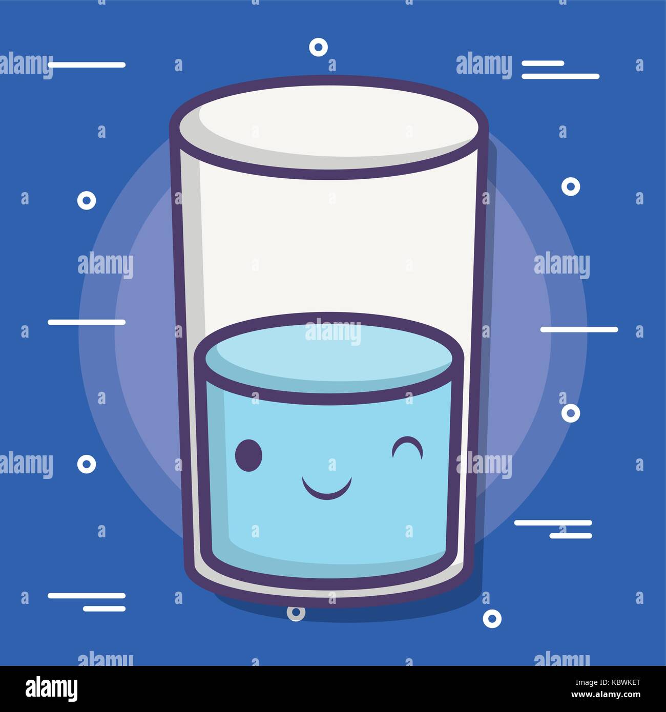 cartoon glass with water icon over blue background colorful design ...