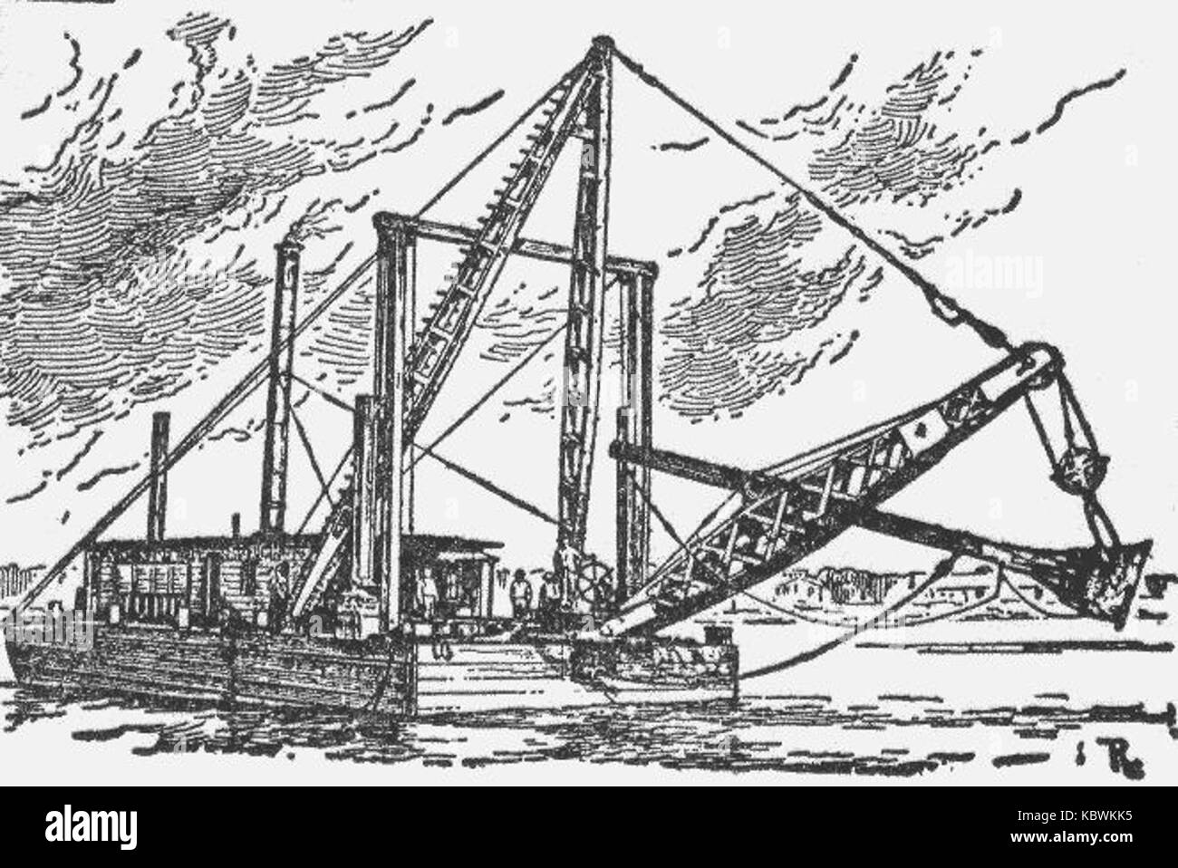 Scoop dredge sketch textbook Stock Photo - Alamy