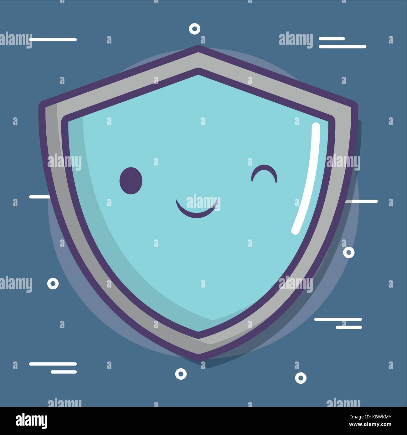 cartoon shield icon over blue background colorful design vector ...