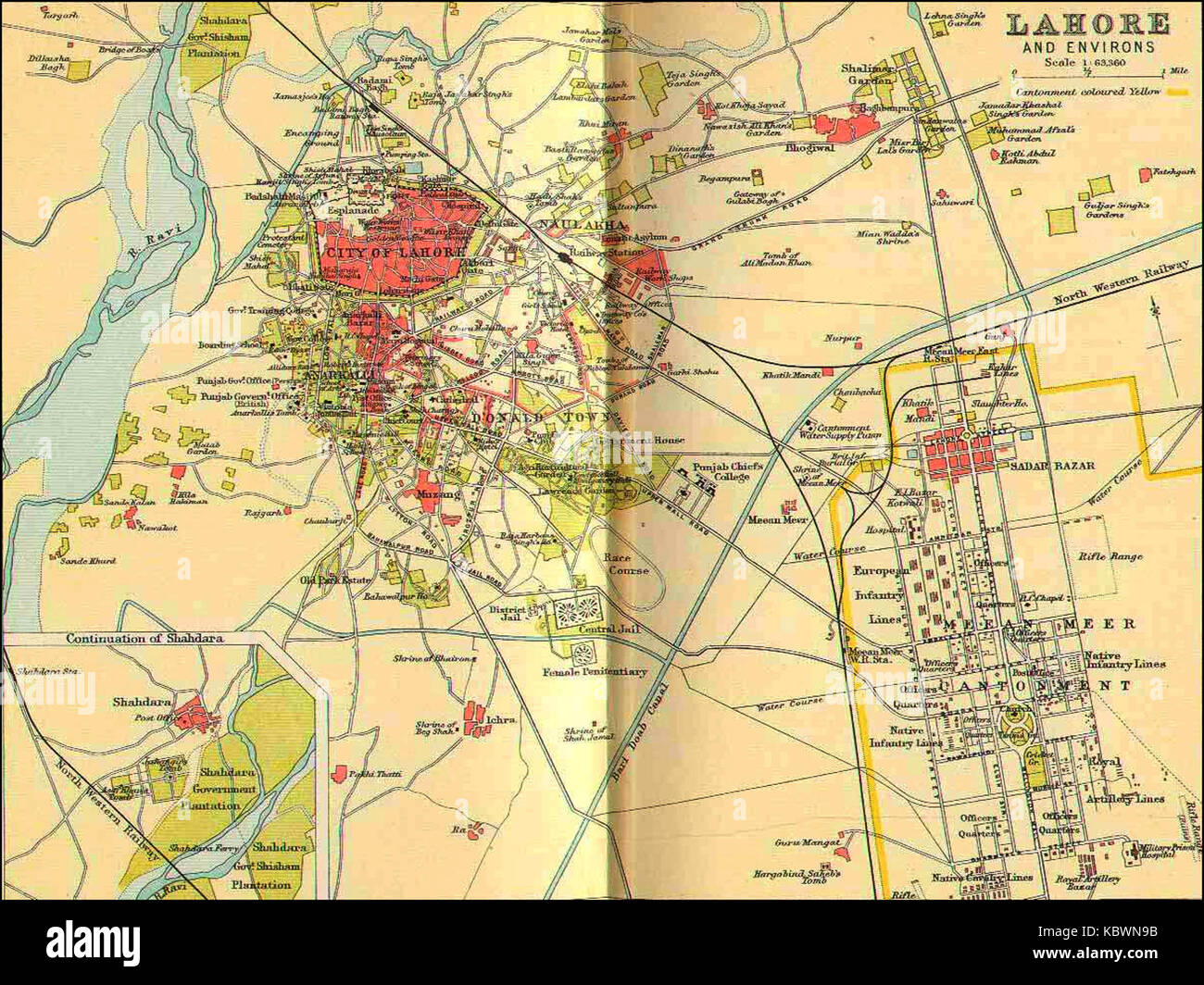 1893 Map of Lahore Stock Photo - Alamy