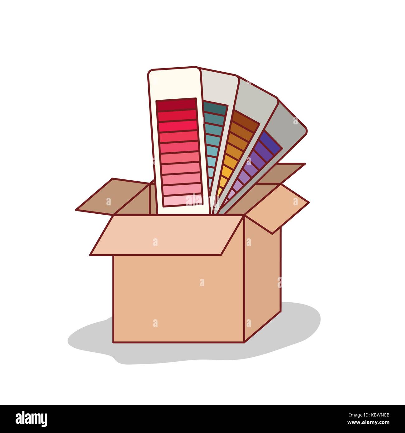 carton box with set of color palette of gradient on white background ...