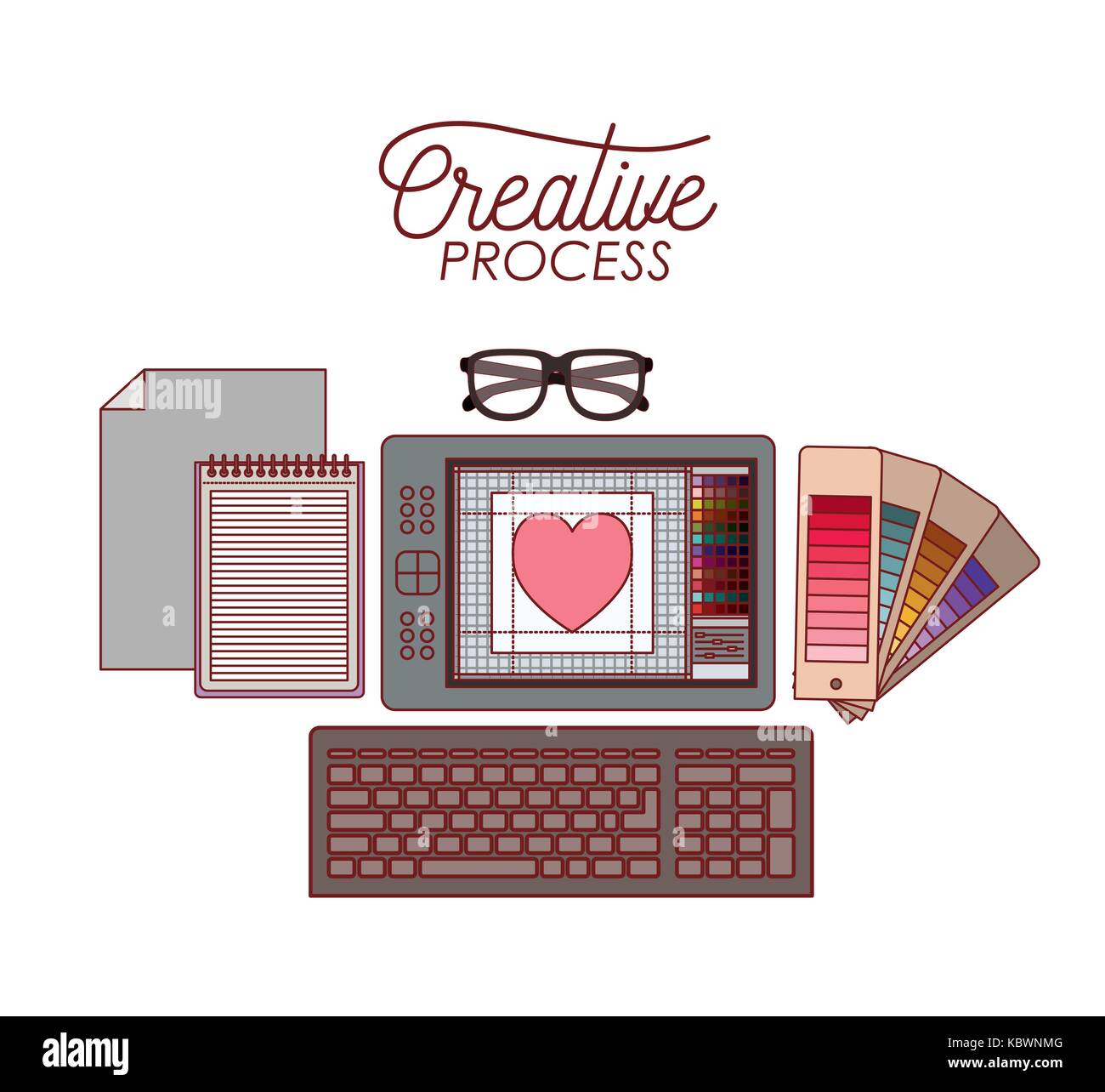set work elements for creative process for graphic design colorful ...