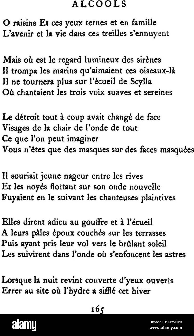 'Alcools' is a collection of poetry by Guillaume Apollinaire ...