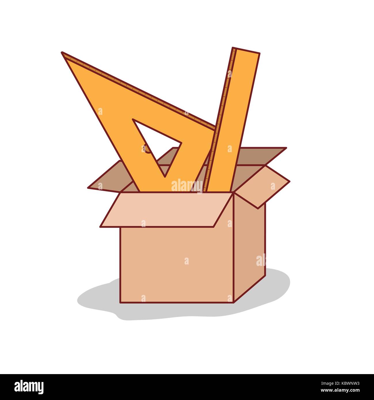 carton box with set ruler on white background Stock Vector Image & Art ...